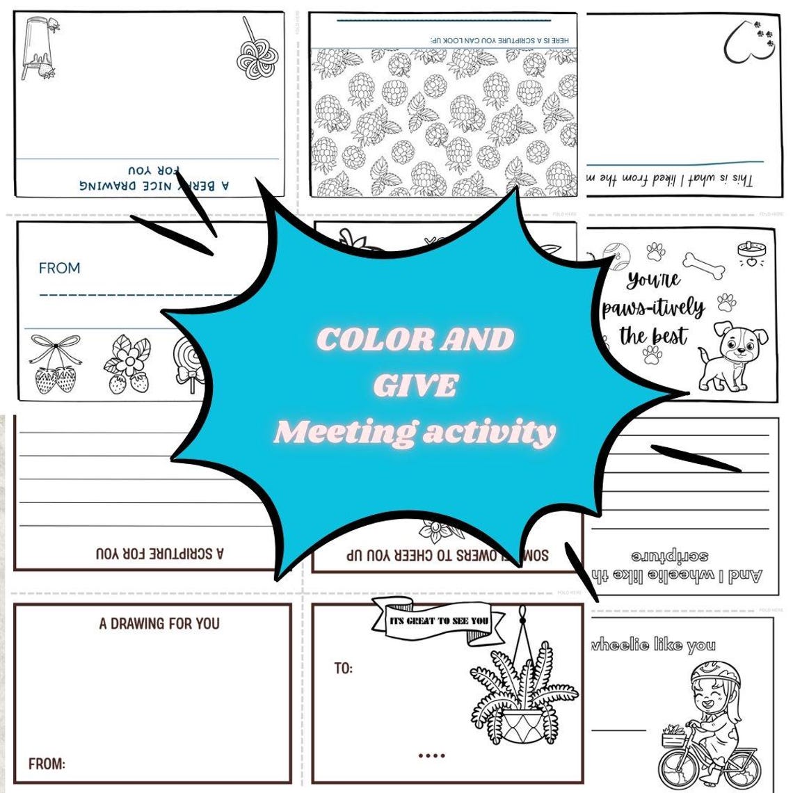 JW Meeting Activity KIDS Greeting Cards. Color and Create Cards. Fold ...