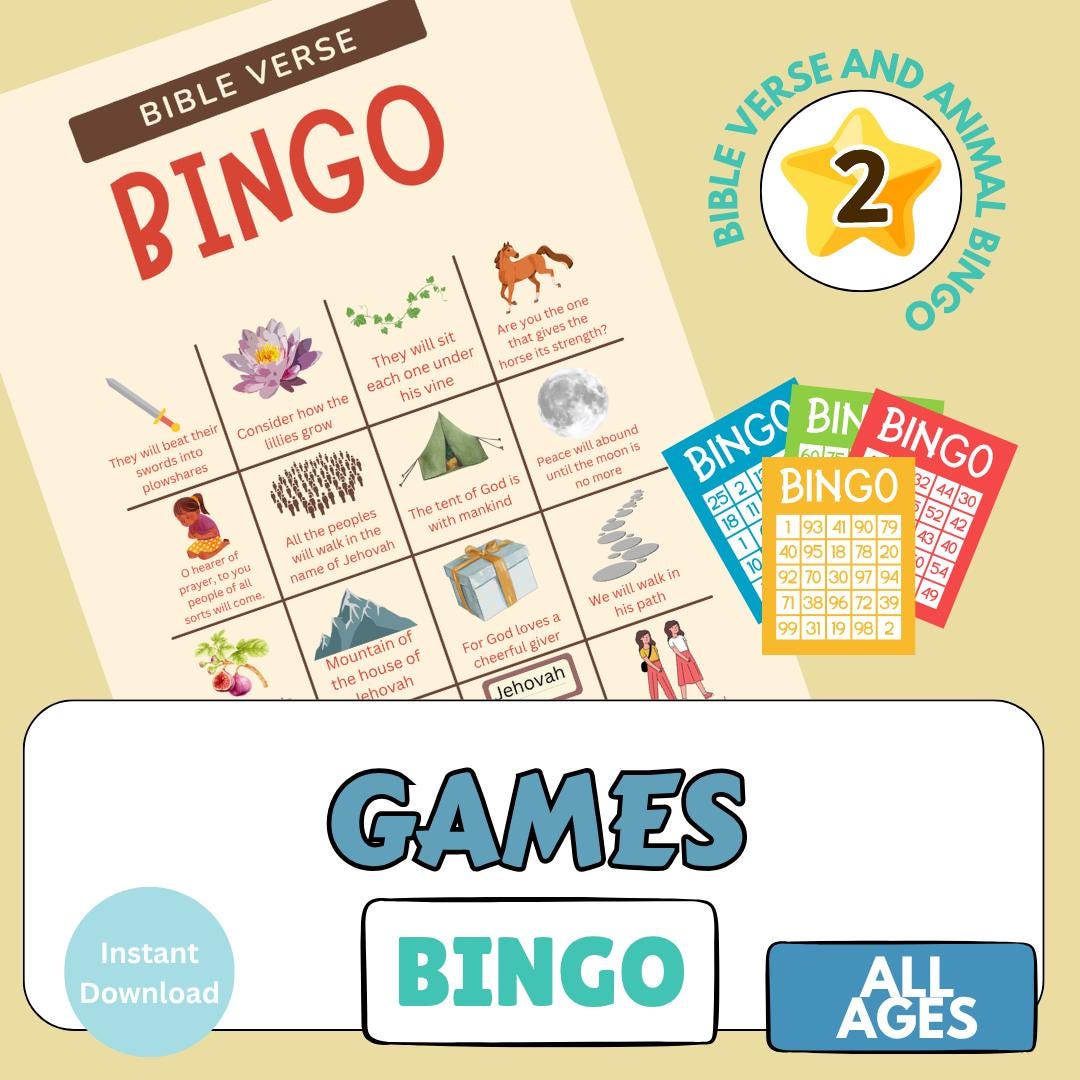 JW Bible Verse Bingo Game: Family Worship Fun (instant Download PDF ...