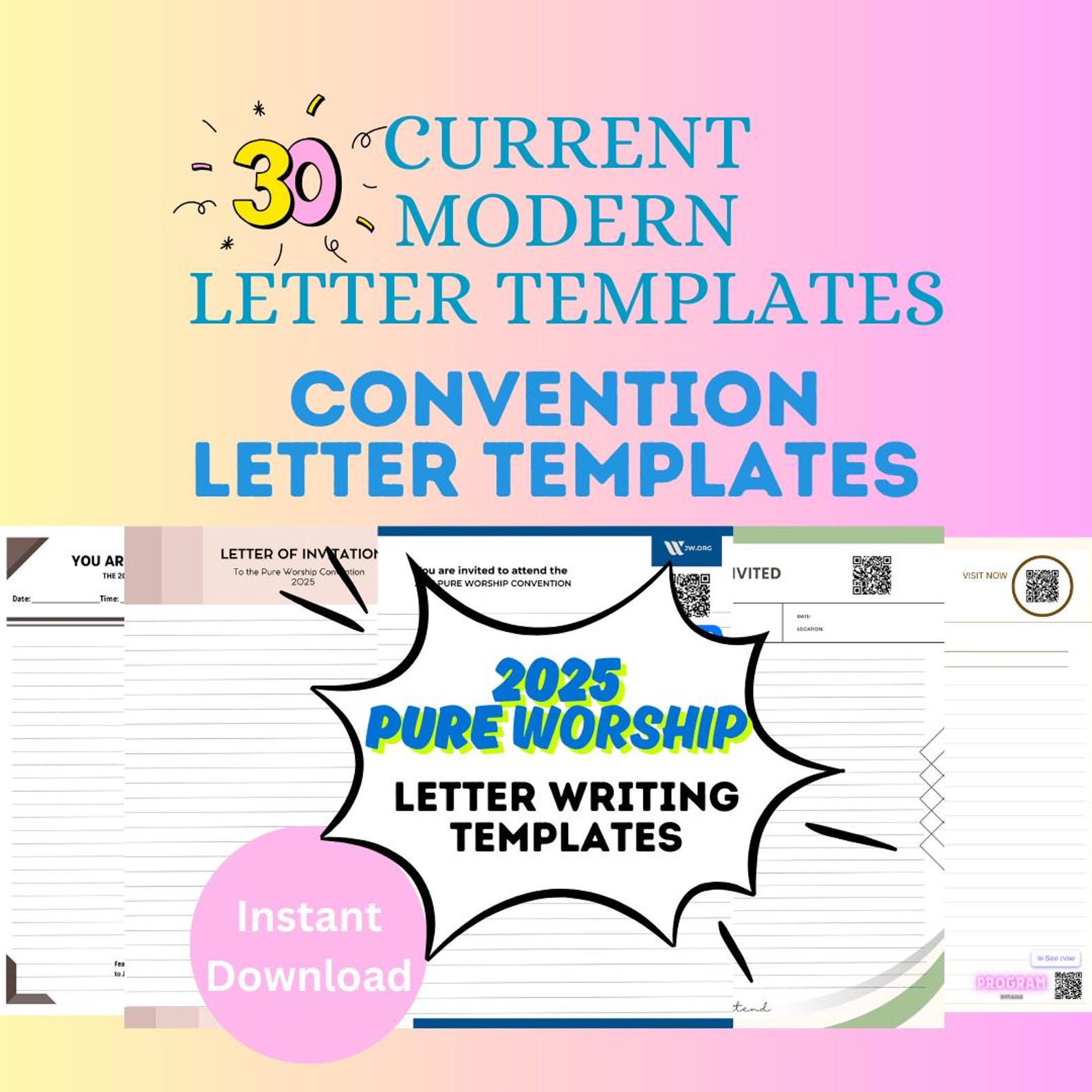 JW Pure Worship Convention Letter Templates: Modern Invite With QR ...
