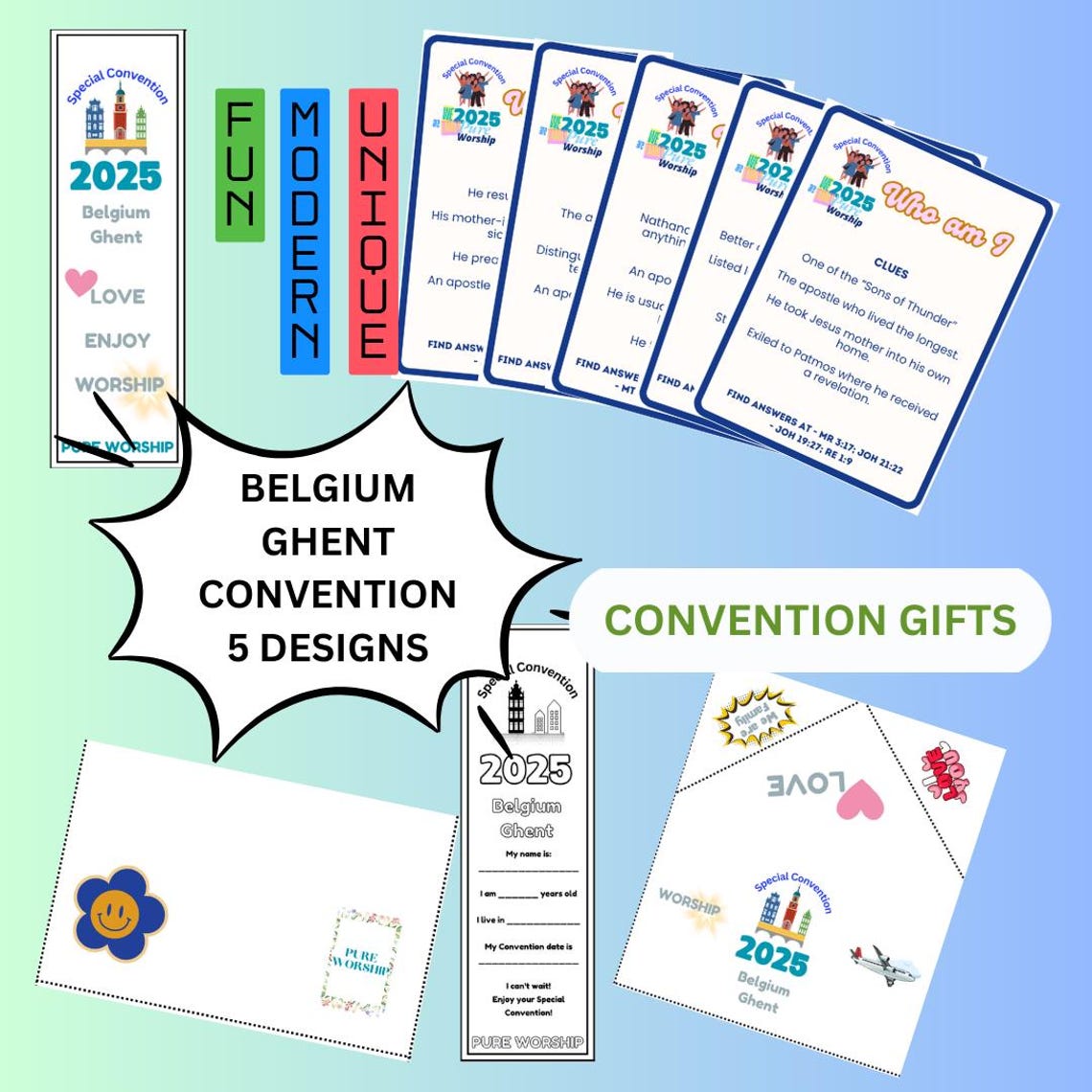 Belgium Ghent 2025 Convention Gift Bundle: Bookmarks & Quiz (printable ...
