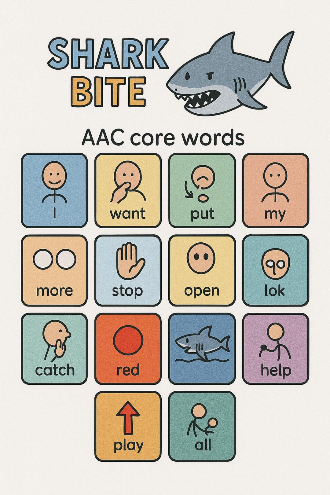 Shark Bite With Core Vocabulary - Etsy