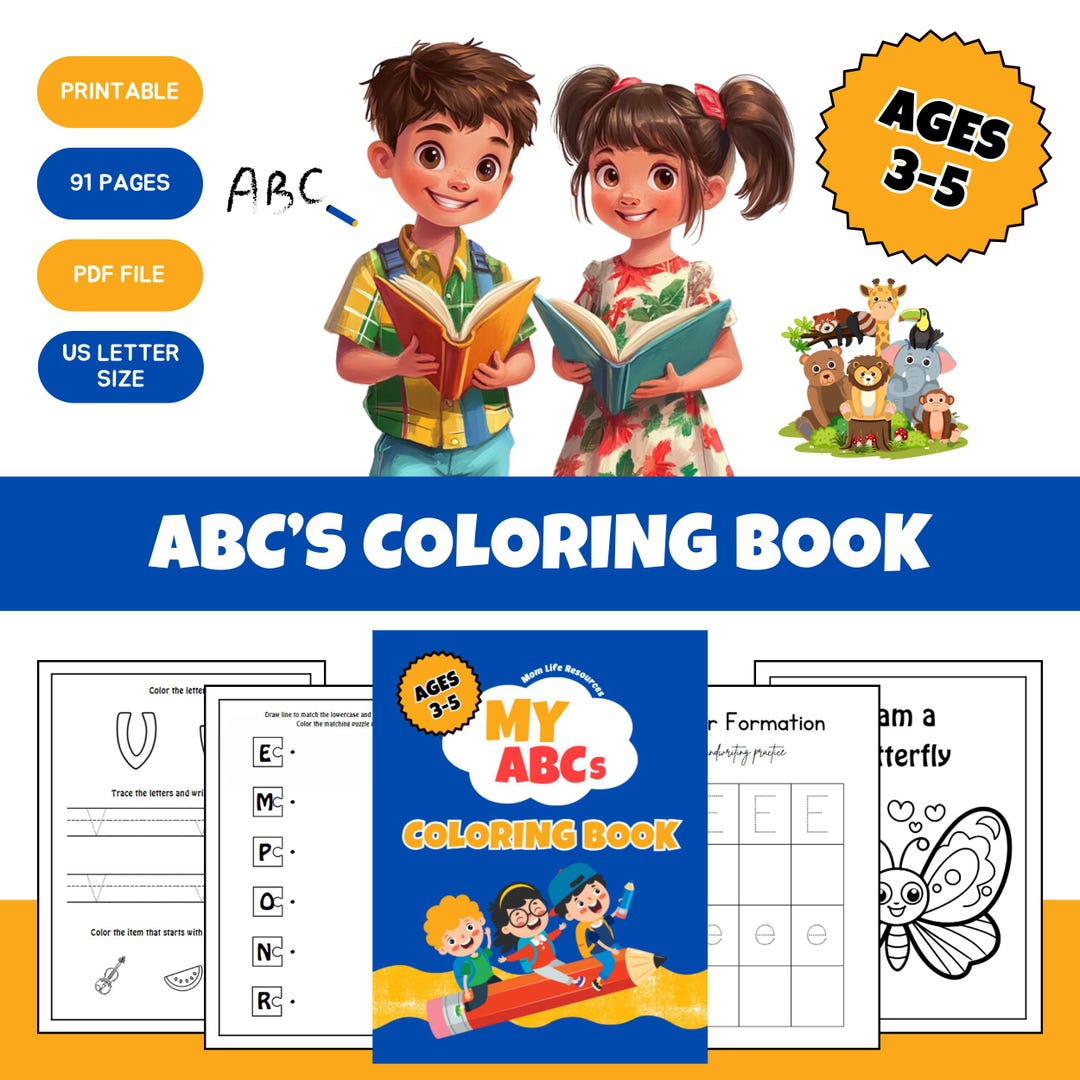 ABC Coloring Book | ABC Activity Worksheets | ABC Book for Toddlers ...