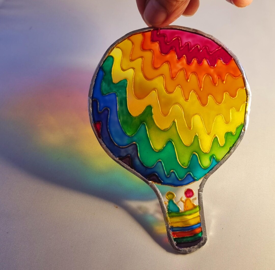 Painted Glass Balloon With Two Passengers. 12.5 X 9.0 Cms. Hanging ...