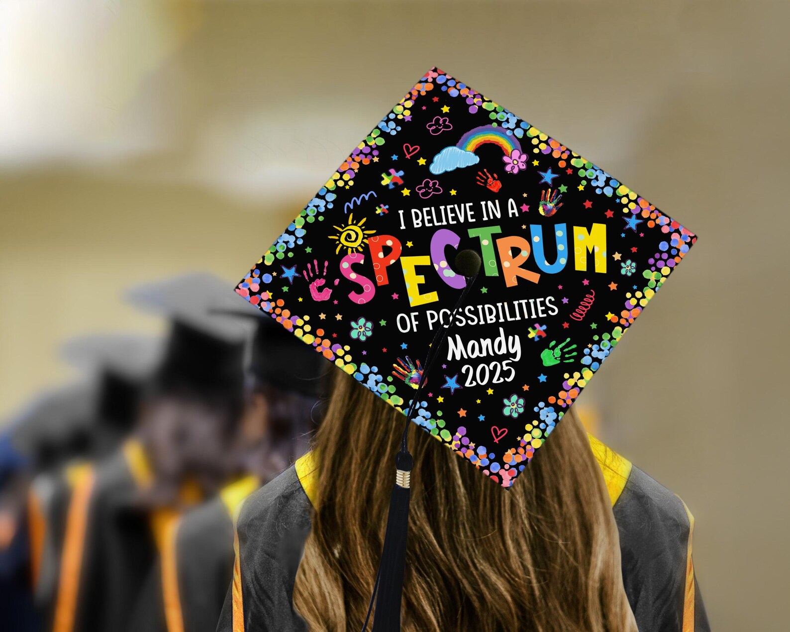 Personalized Autism Teacher Graduation Cap Topper, Custom Teacher ...