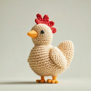 Handmade Crochet Chicken Plush Toy Cute Farm Animal Amigurumi Gift for ...