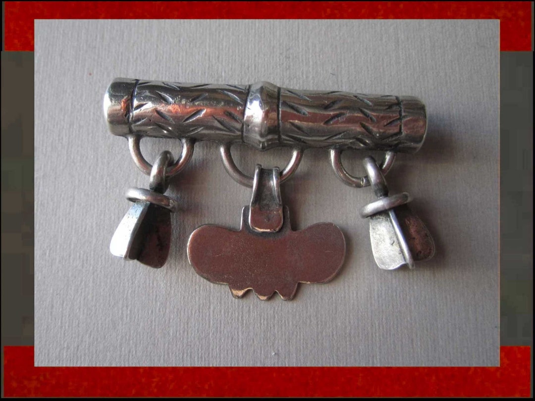You Deserve a Medal, Sterling Silver Bar Pin With Dangles, Designer ...