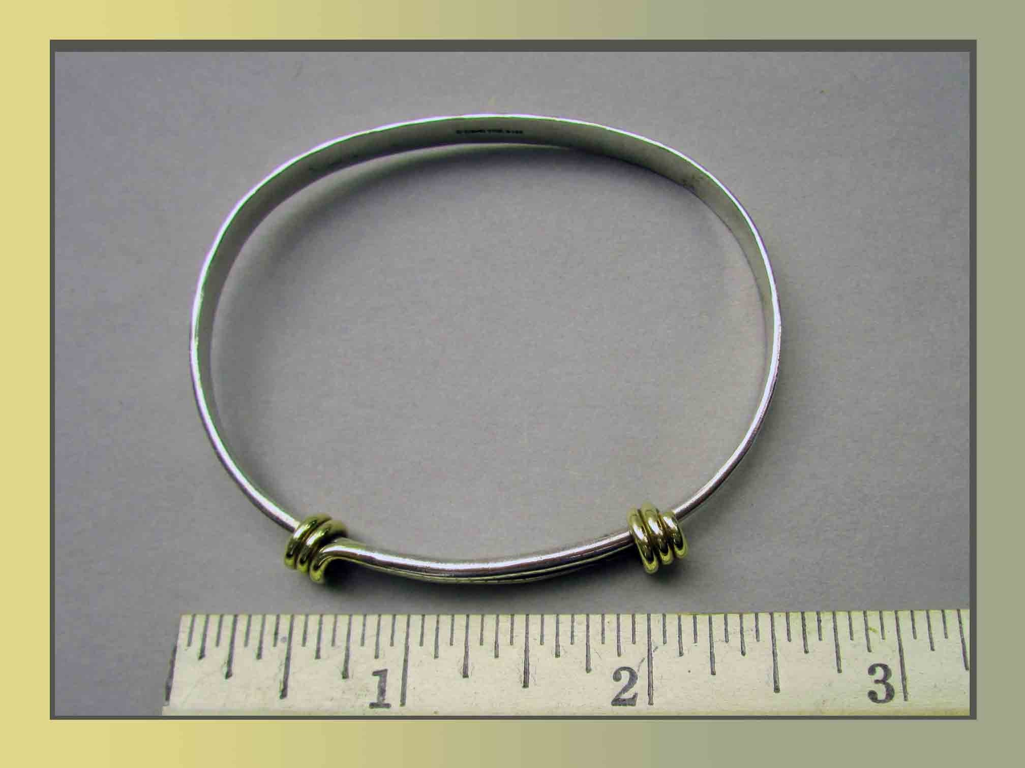 Ed Levin GOLD and Sterling Signature Bracelet, Modernist Bangle, 14K ...