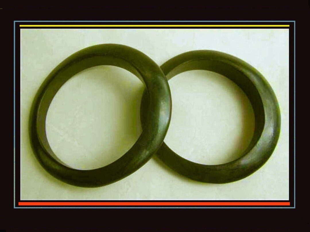 Modern Primitives, Two Exotic Wood Bangle Bracelets, Sculpted Shapes ...