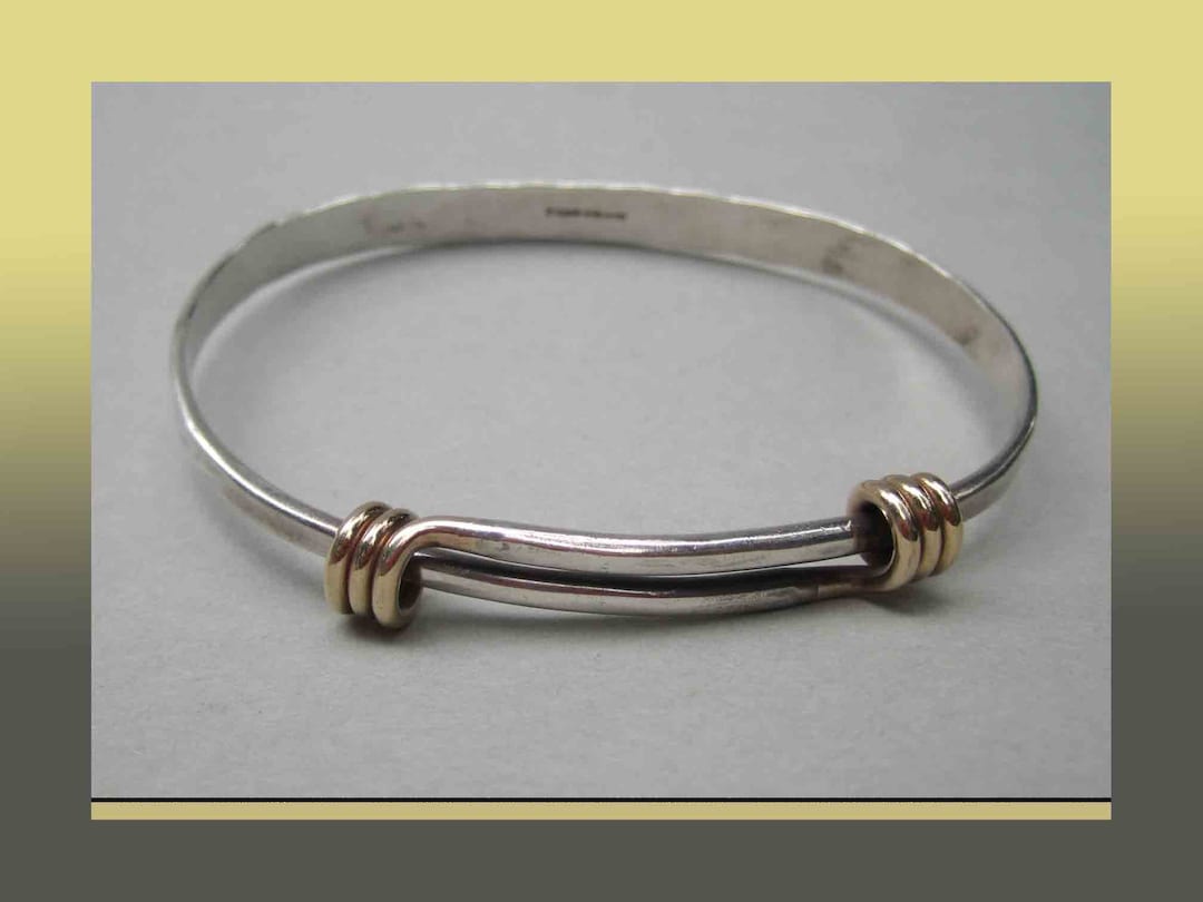 Ed Levin GOLD and Sterling Signature Bracelet, Modernist Bangle, 14K ...