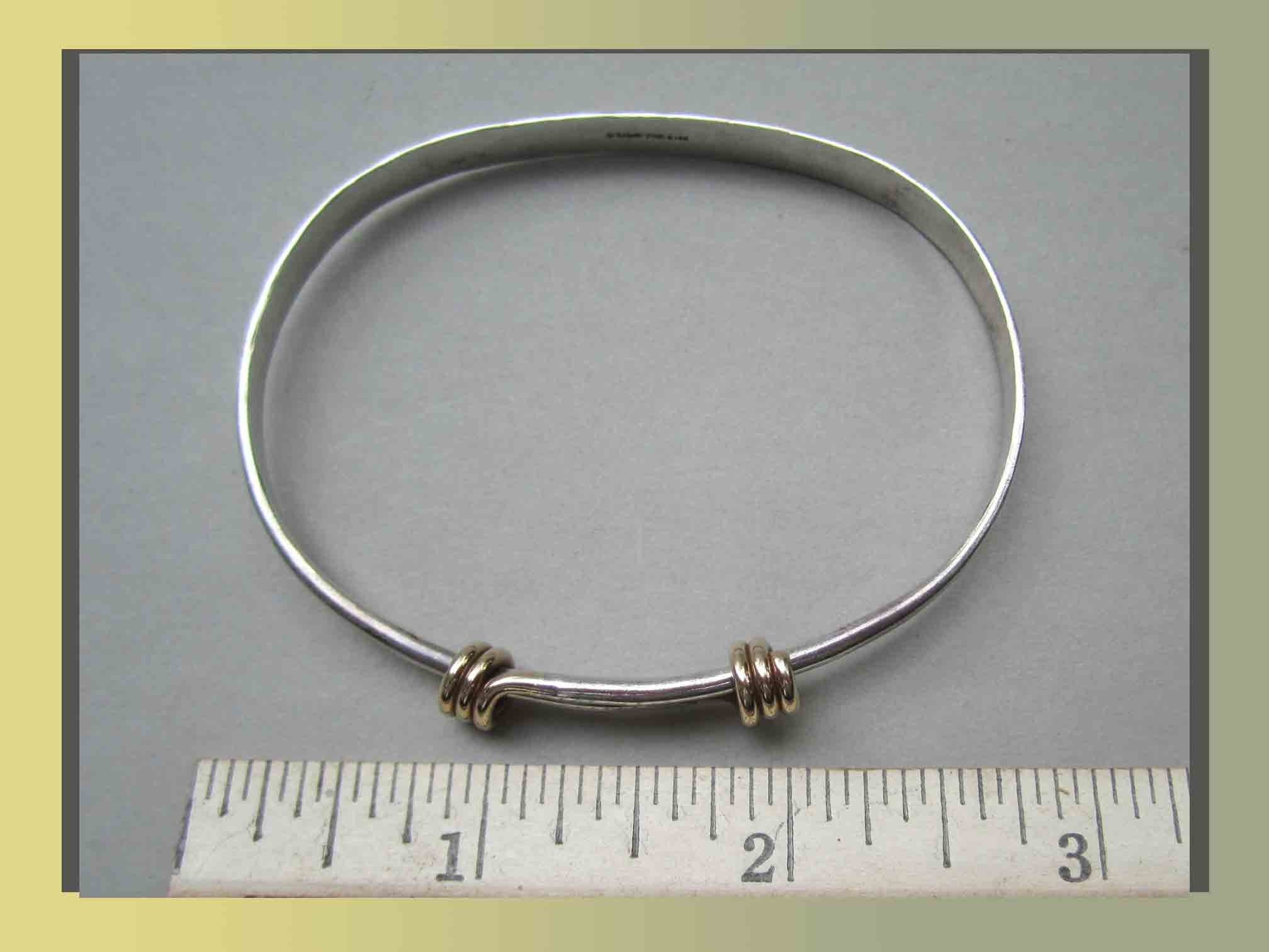 Ed Levin GOLD and Sterling Signature Bracelet, Modernist Bangle, 14K ...