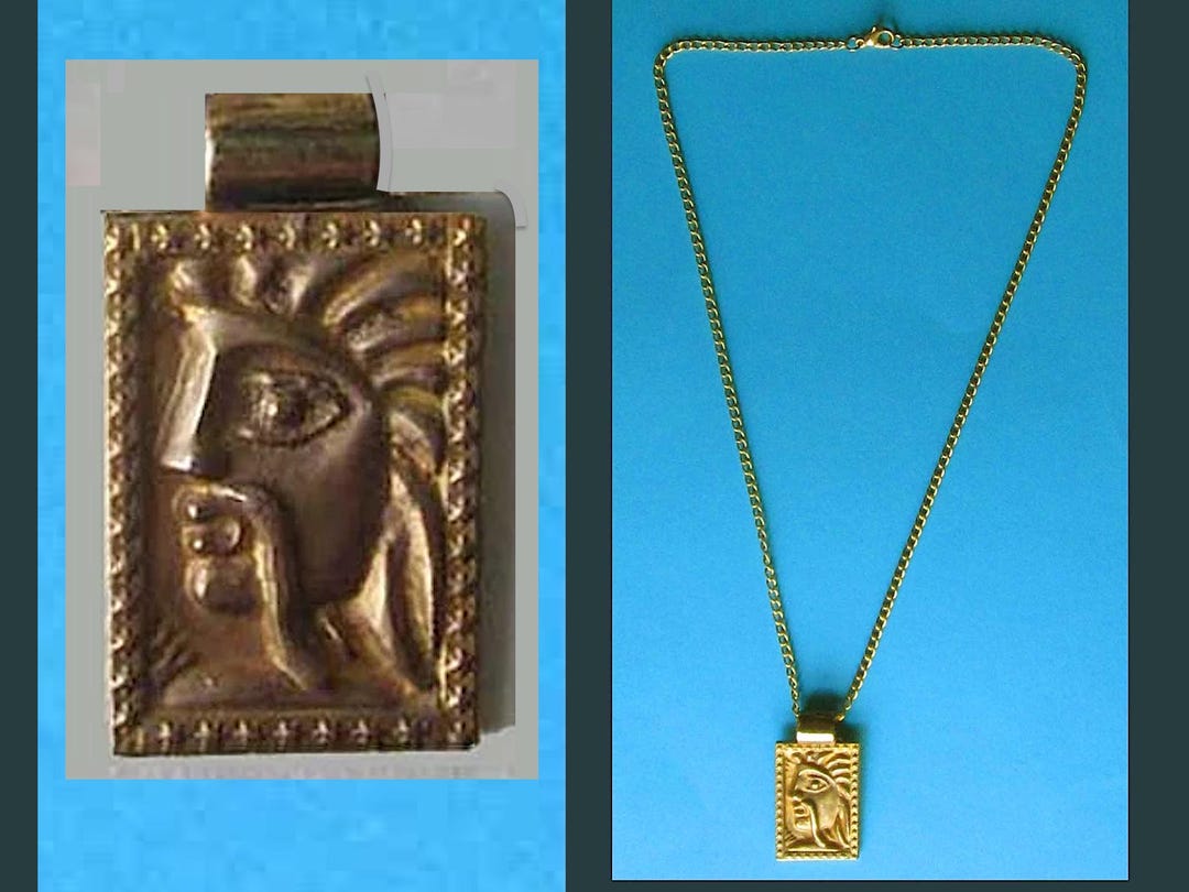 MATTE Gilded Profile, Man Face Pendant, Greek or Roman Reproduction ...