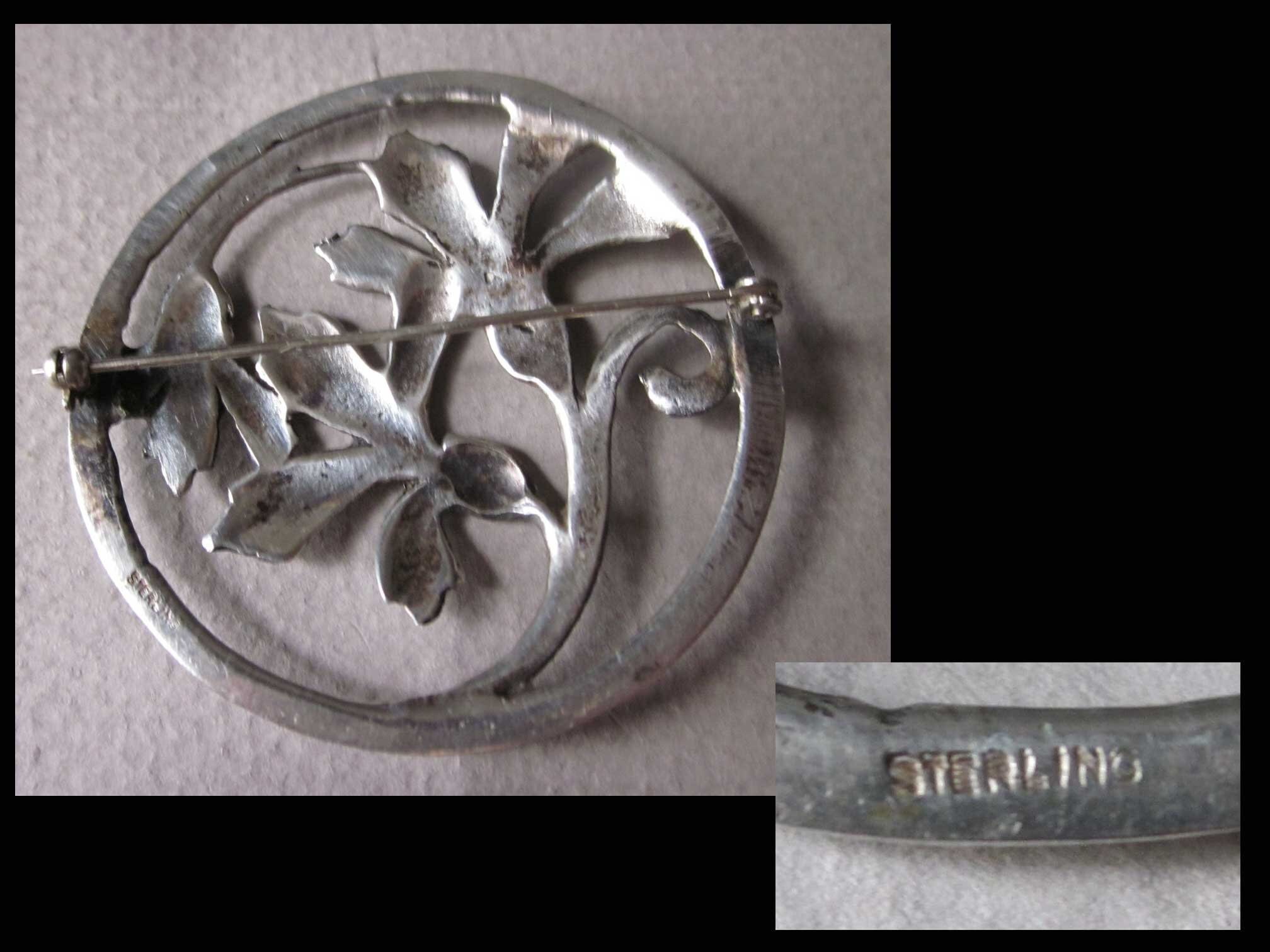 Large VICTORIAN Flower Brooch Cornflower Pin Sterling - Etsy