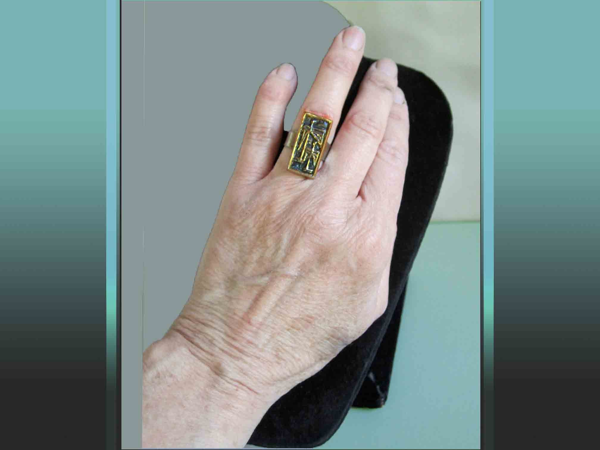 Lazlo DOMOTOR Bronze Ring, Brutalist Angels, Hungarian Mid Century ...