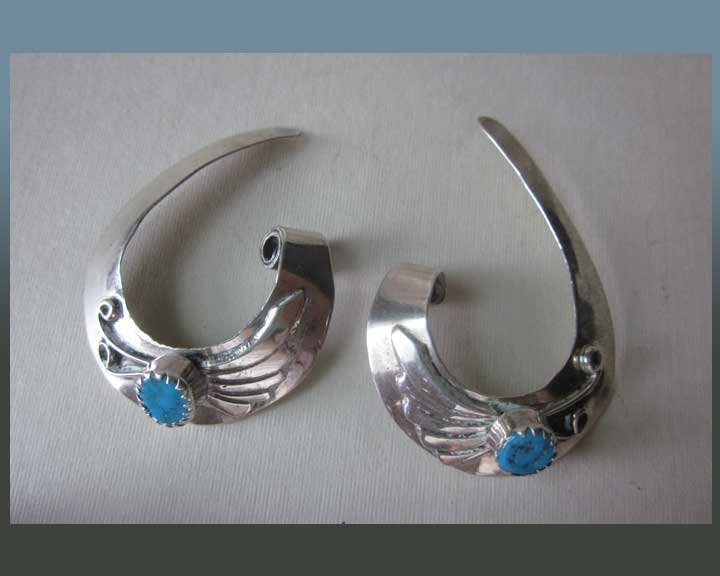 Ear SLINGS, Navajo Rita Paul Silver/turquoise Earrings, for Unpierced ...