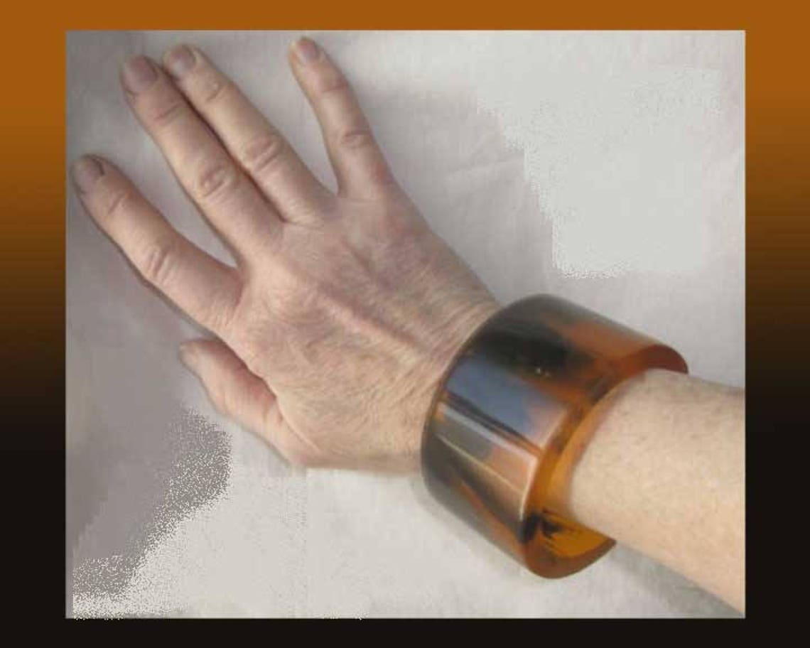 MODERN Faux Tortoise Shell Wide Bangle Resin Bracelet With | Etsy