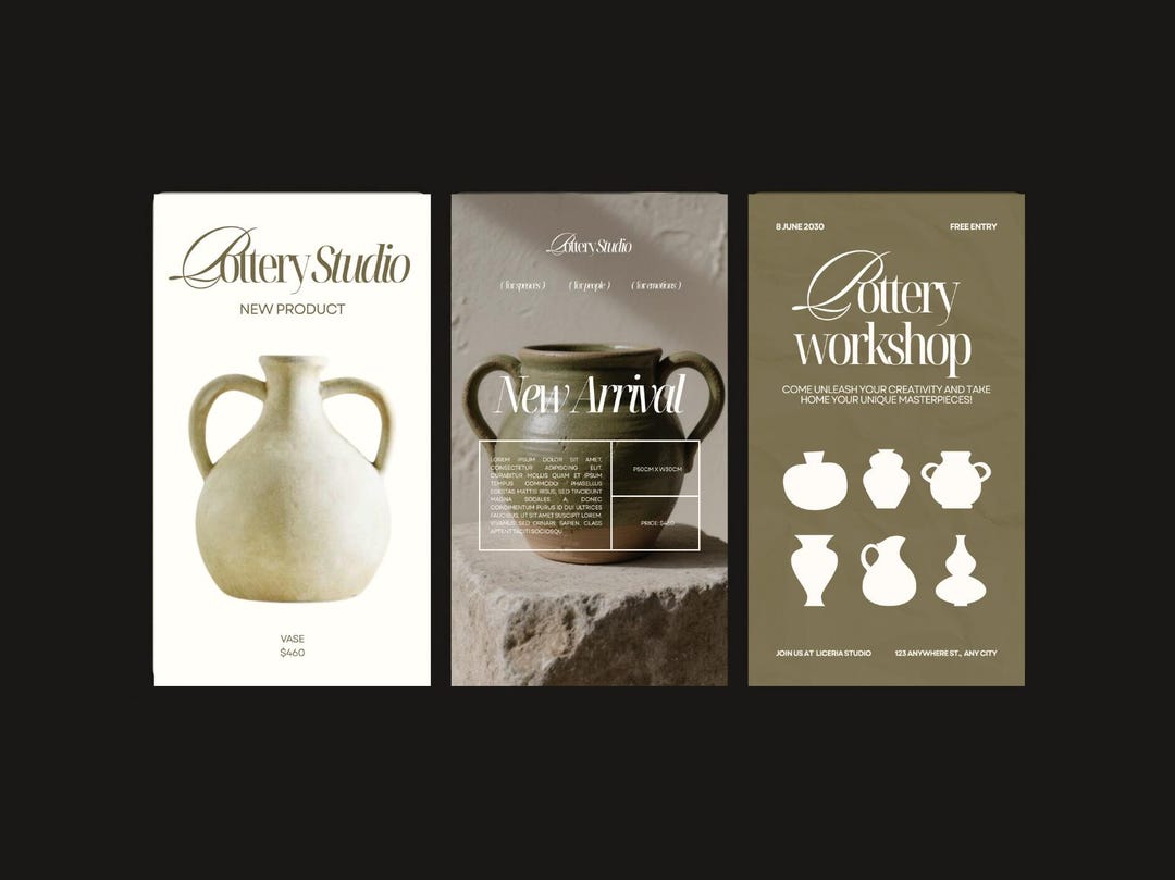 Pottery Instagram Templates: Ceramic Social Media Posts (canva Editable ...