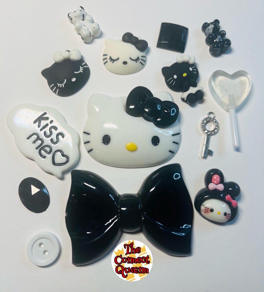 Hello Kitty Black & White Theme Decoden Cell Phone Case/junk Case Charm ...
