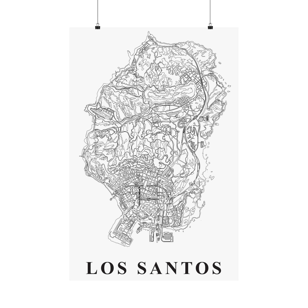 Los Santos Map Poster (no GTA 5) - Stylish City Map Wall Art for Gamers ...