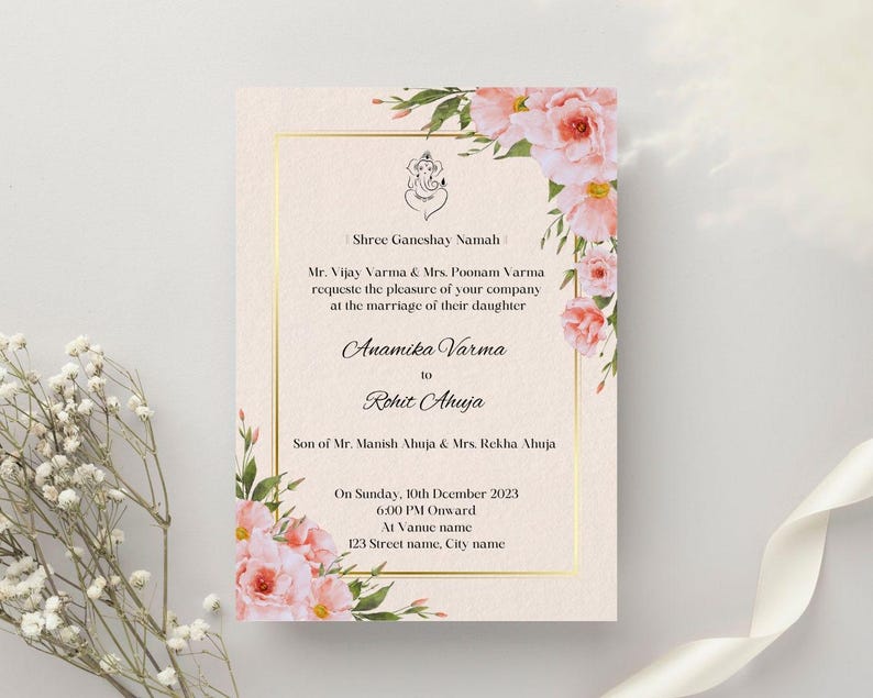 Indian Wedding Invitation Template - Etsy