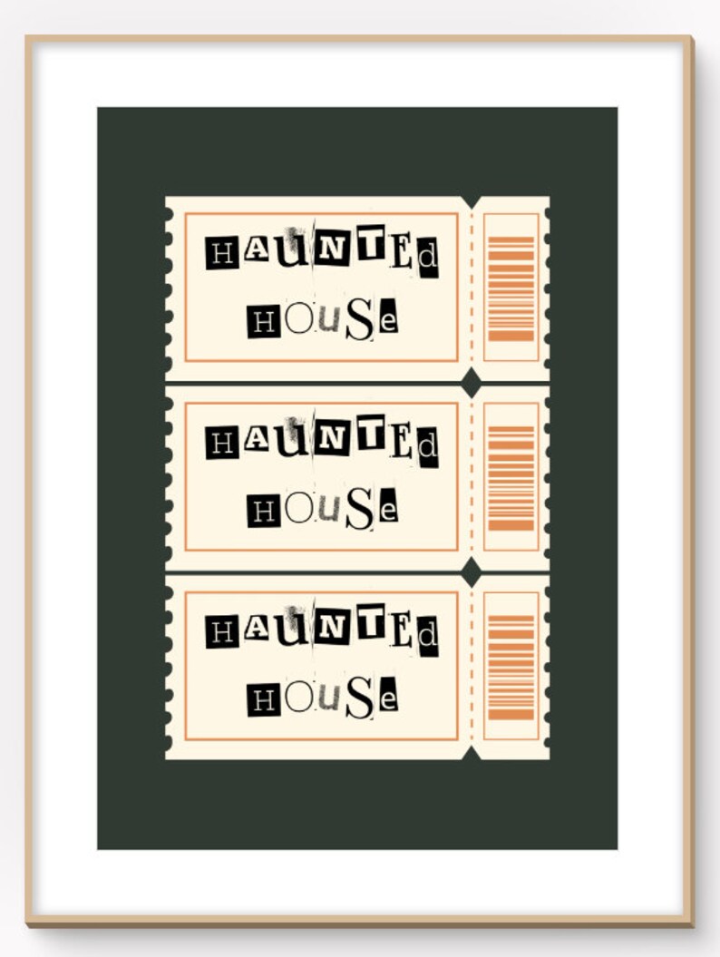 Printable Haunted House Ticket Print - Halloween Party Invitation ...