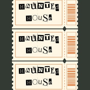 Printable Haunted House Ticket Print - Halloween Party Invitation ...