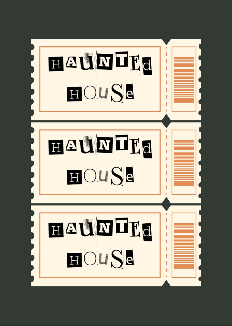 Printable Haunted House Ticket Print - Halloween Party Invitation ...