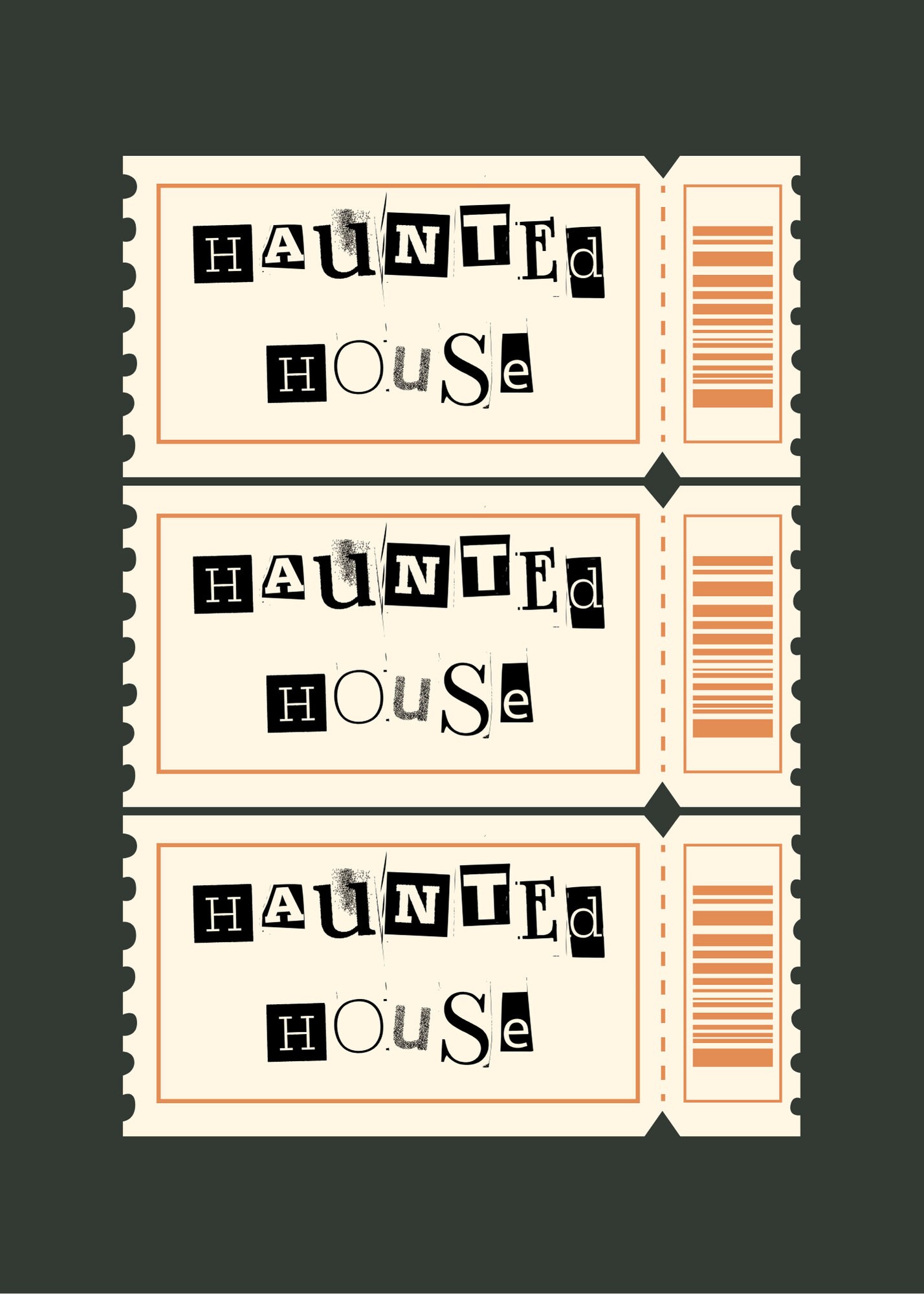 Printable Haunted House Ticket Print - Halloween Party Invitation ...