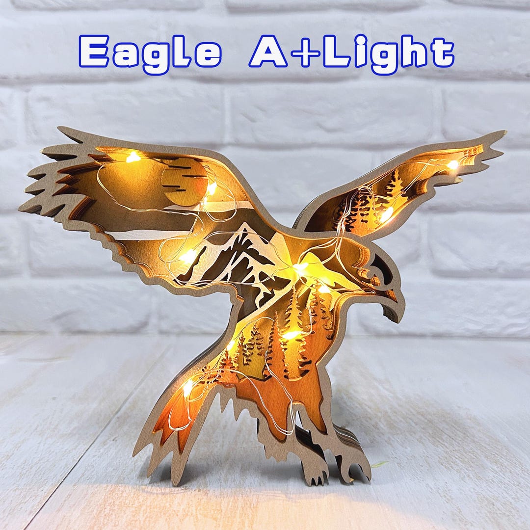 Carved Wooden Carved 3D Eagle With LED Lights,wooden Carved 3D Eagle ...