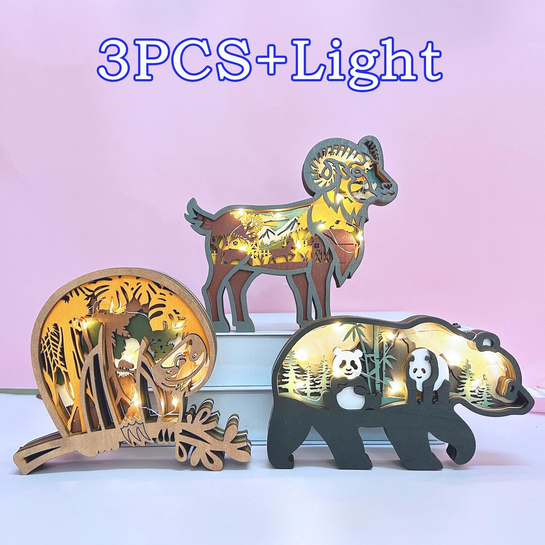 Customized 3D Wooden Panda/sloth/sheep Décor With Light,perfect Gift ...