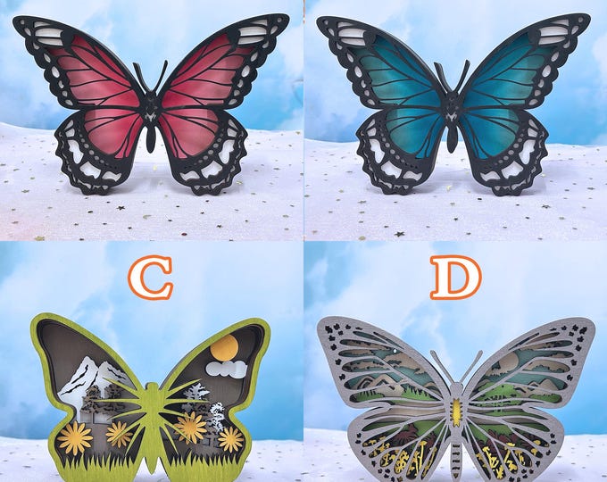 3D Hand-carved Wooden Butterfly Desk Ornament With Light-wooden ...
