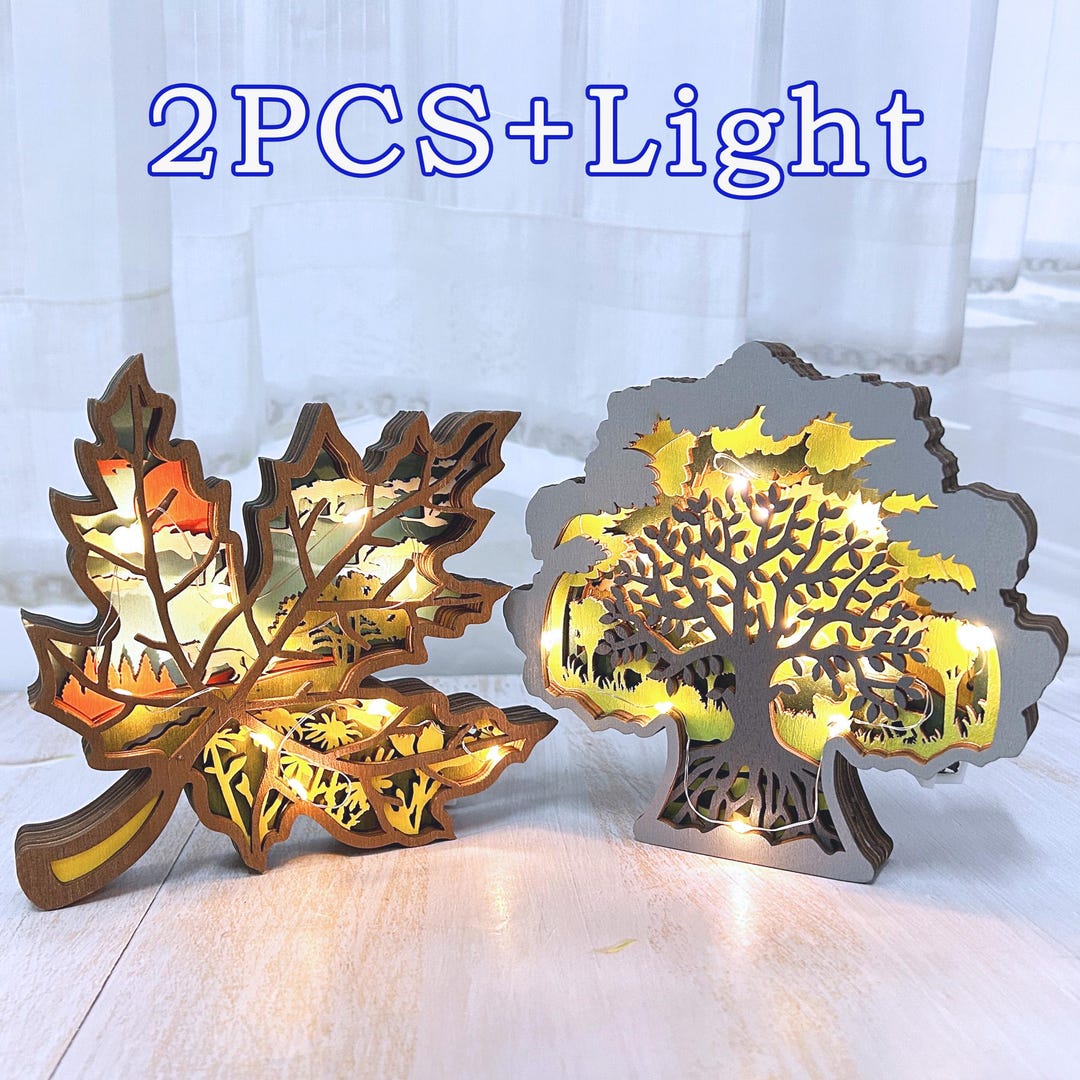 Personalized Wooden Tree/maple Leaf Toys Decor With Warm Light ...