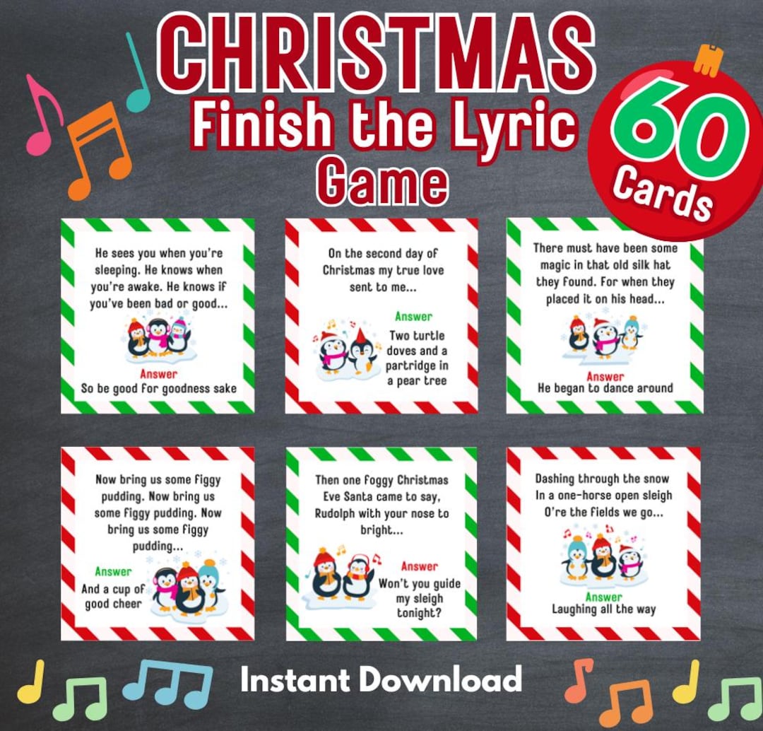 Christmas Finish the Lyrics Game, Holiday Party Game, Printable ...