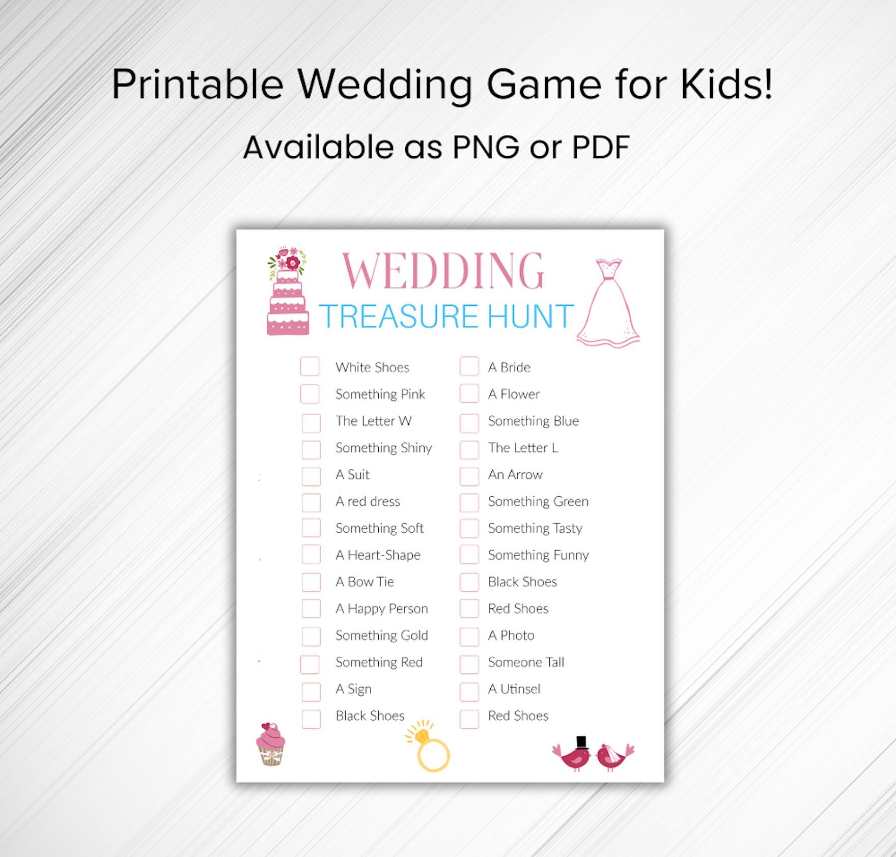 Wedding Treasure Hunt, Printable Kids Wedding Game, Printable Treasure ...