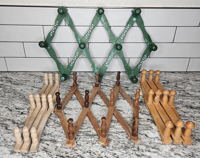 Extra Large Vintage Rustic Wood Accordion 41 Peg Hat Wall Hanging Rack ...