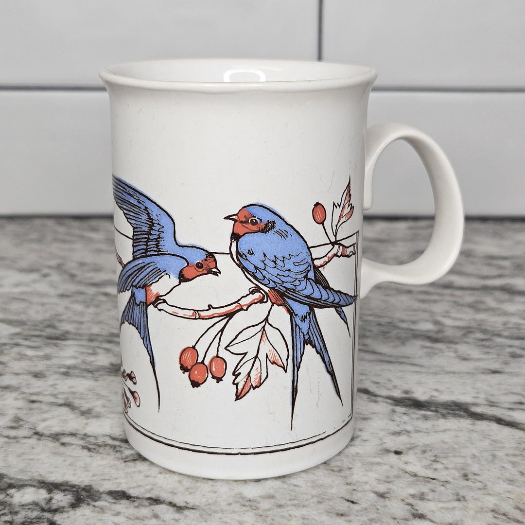 Dunoon Blue Bird Red Berries Vintage Mug Made in Scotland by Dunoon ...