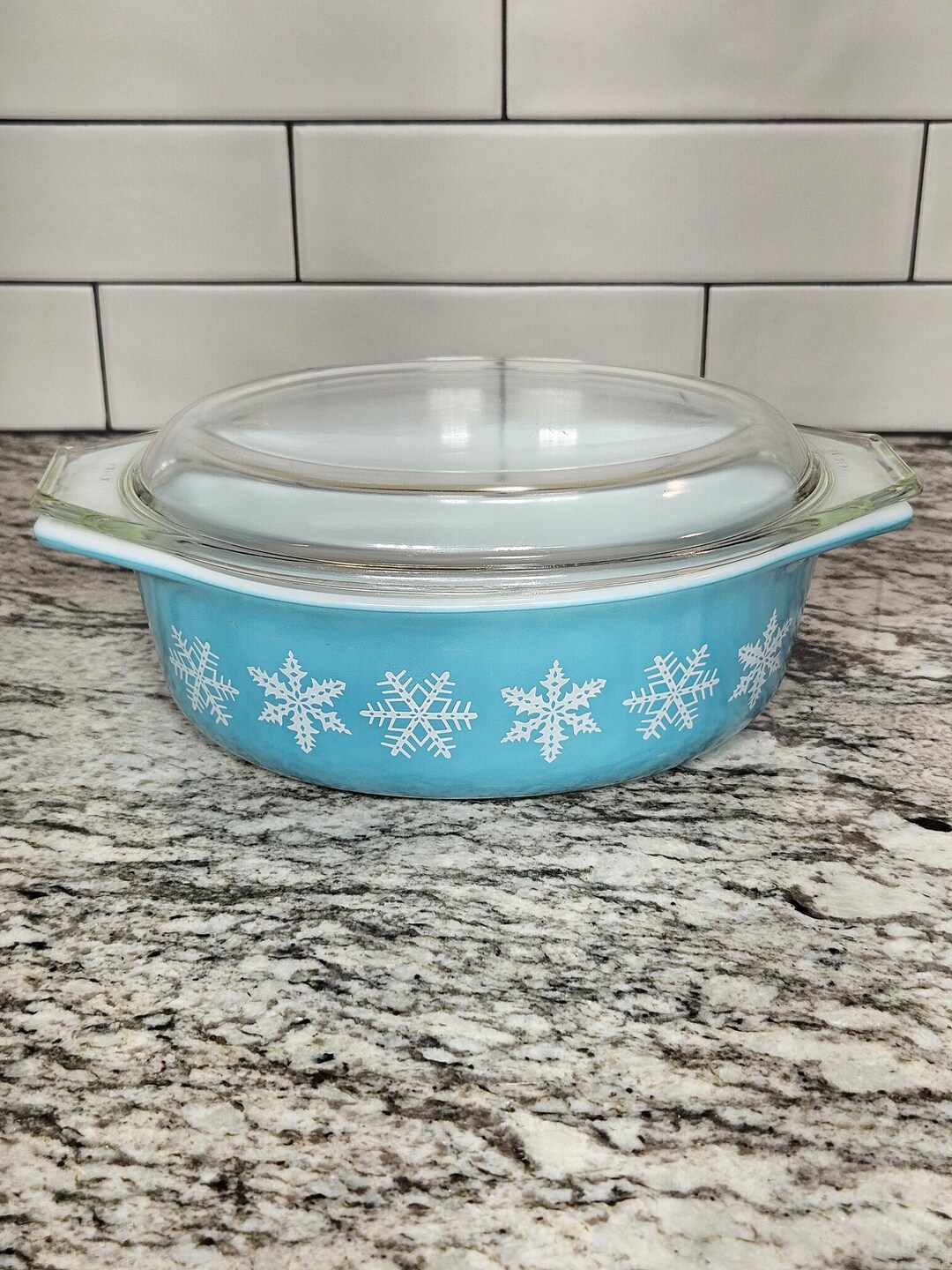 Vintage Pyrex Turquoise Blue Snowflake Casserole 043 W/lid 1 1/2 QT ...