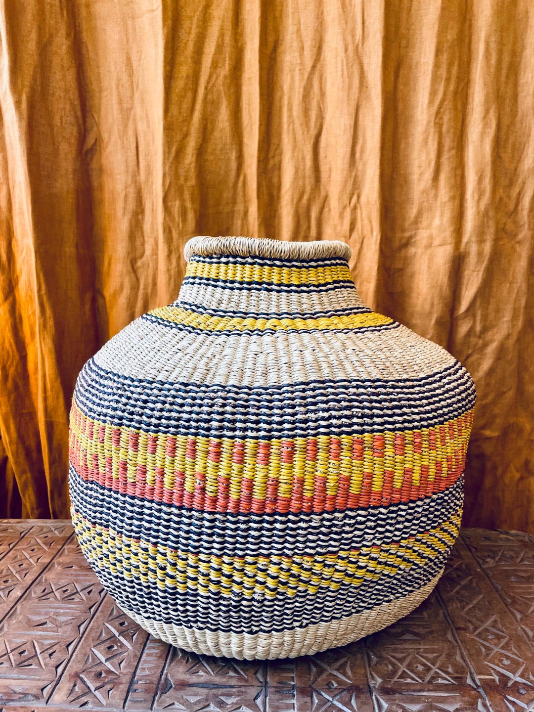 Bolga Artisanal Basket – Decorative and Multifunctional Vase - Etsy