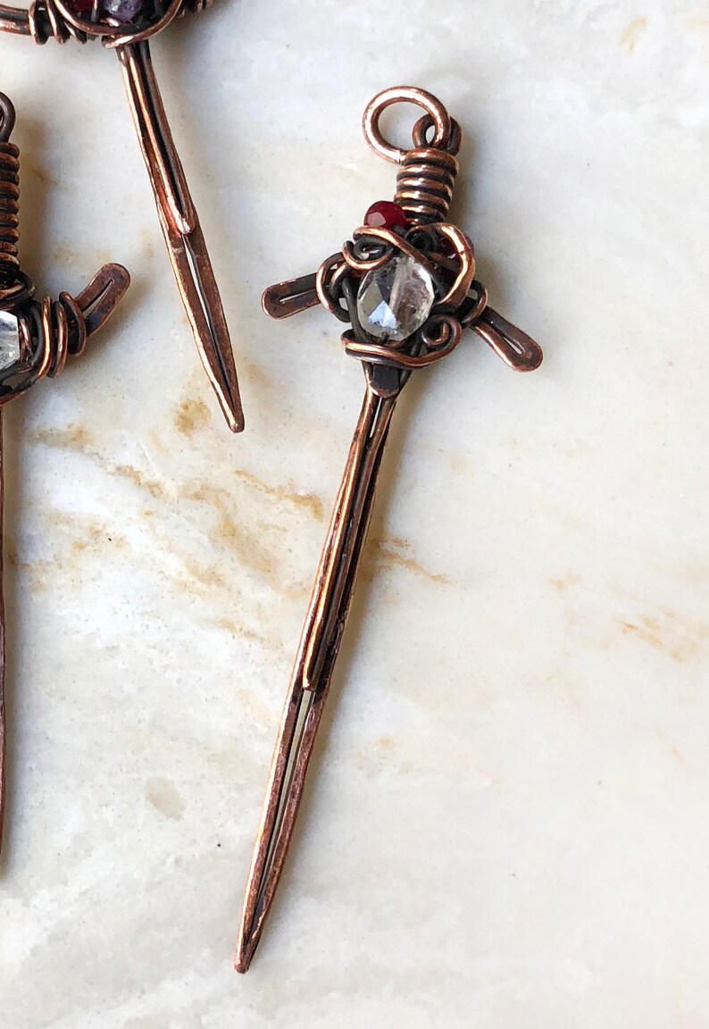 Jeweled Sword Wire Wrapped Pendant W Gemstones cosplay, Game of Thrones ...