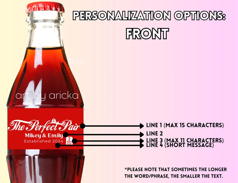 Custom Mini Soda Bottle 12oz Label, Personalized Cocacola Inspired ...