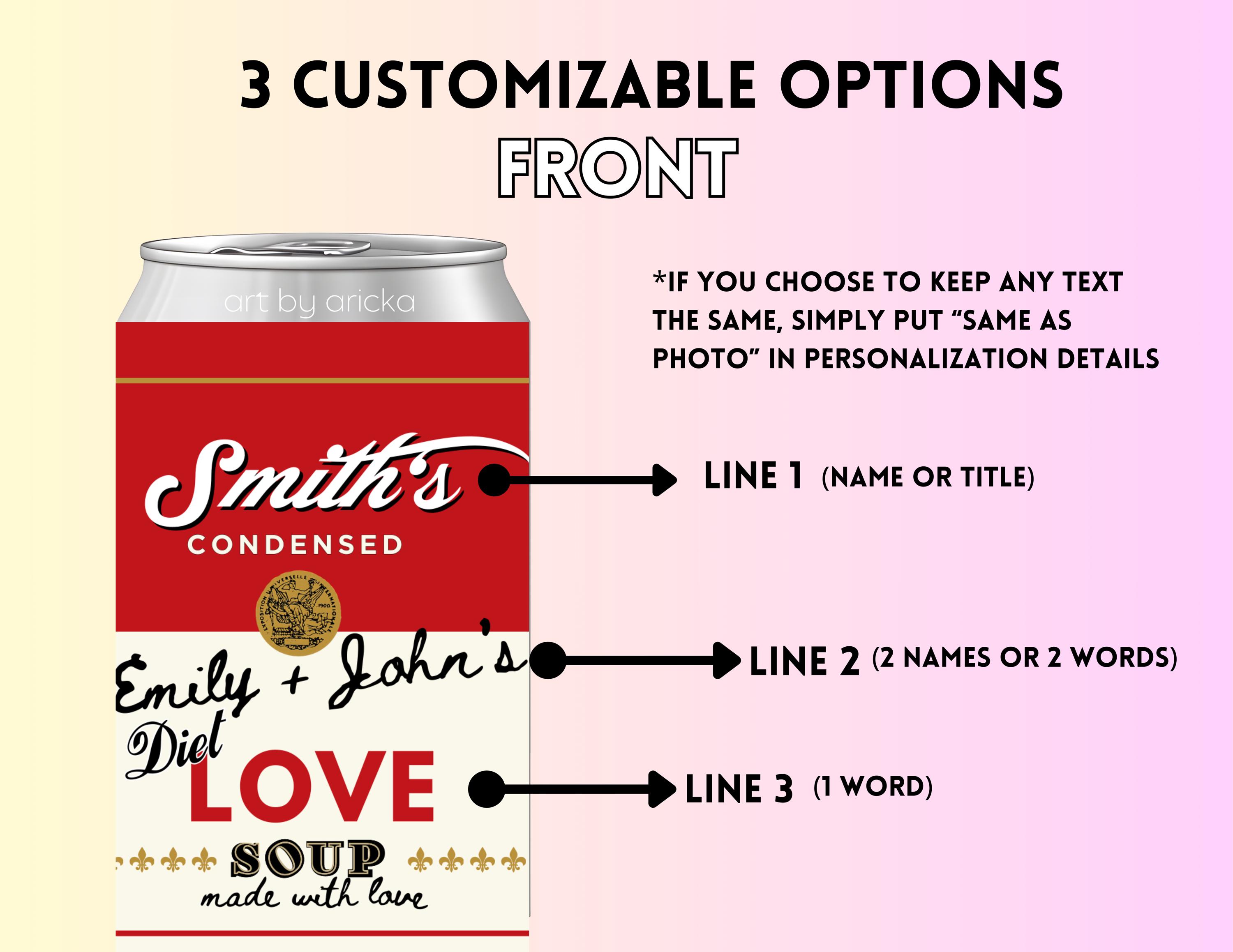 Custom Mini Soda 7.5OZ Can Label, Personalized Soup Inspired Birthday ...