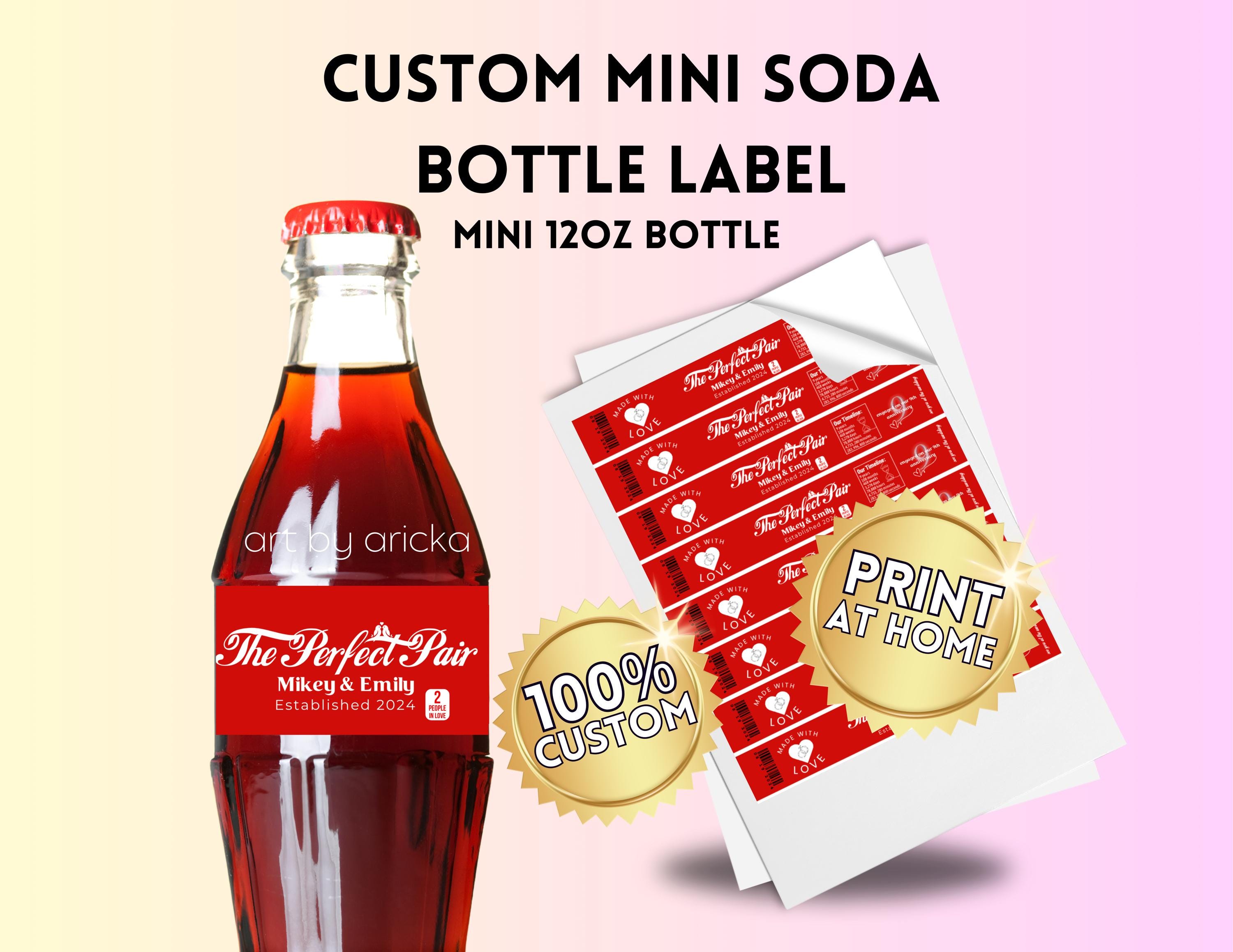 Custom Mini Soda Bottle 12oz Label, Personalized Cocacola Inspired ...