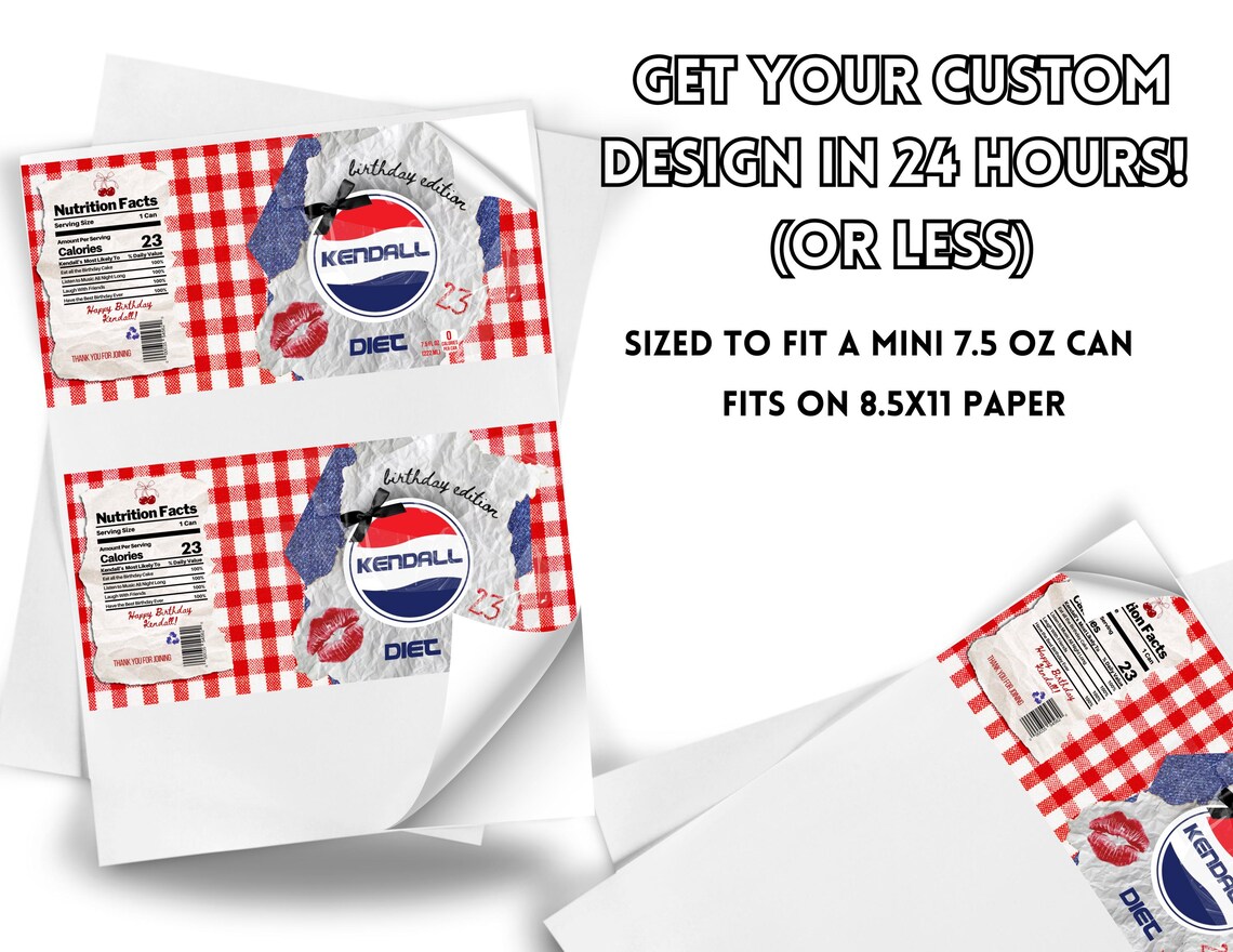 Custom Mini Soda 7.5OZ Can Label, Personalized Birthday Party Label ...
