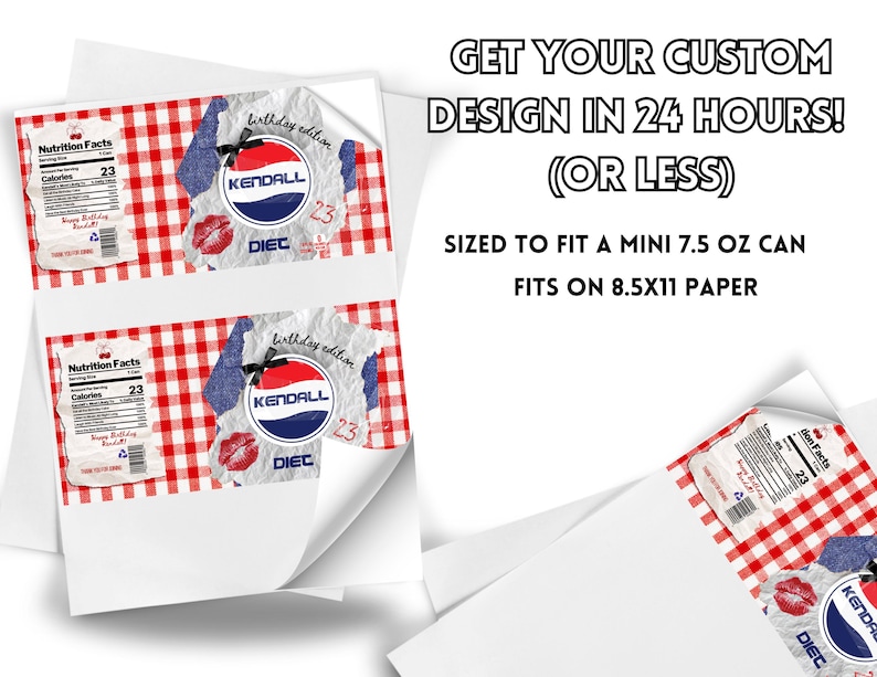 Custom Mini Soda 7.5OZ Can Label, Personalized Birthday Party Label ...