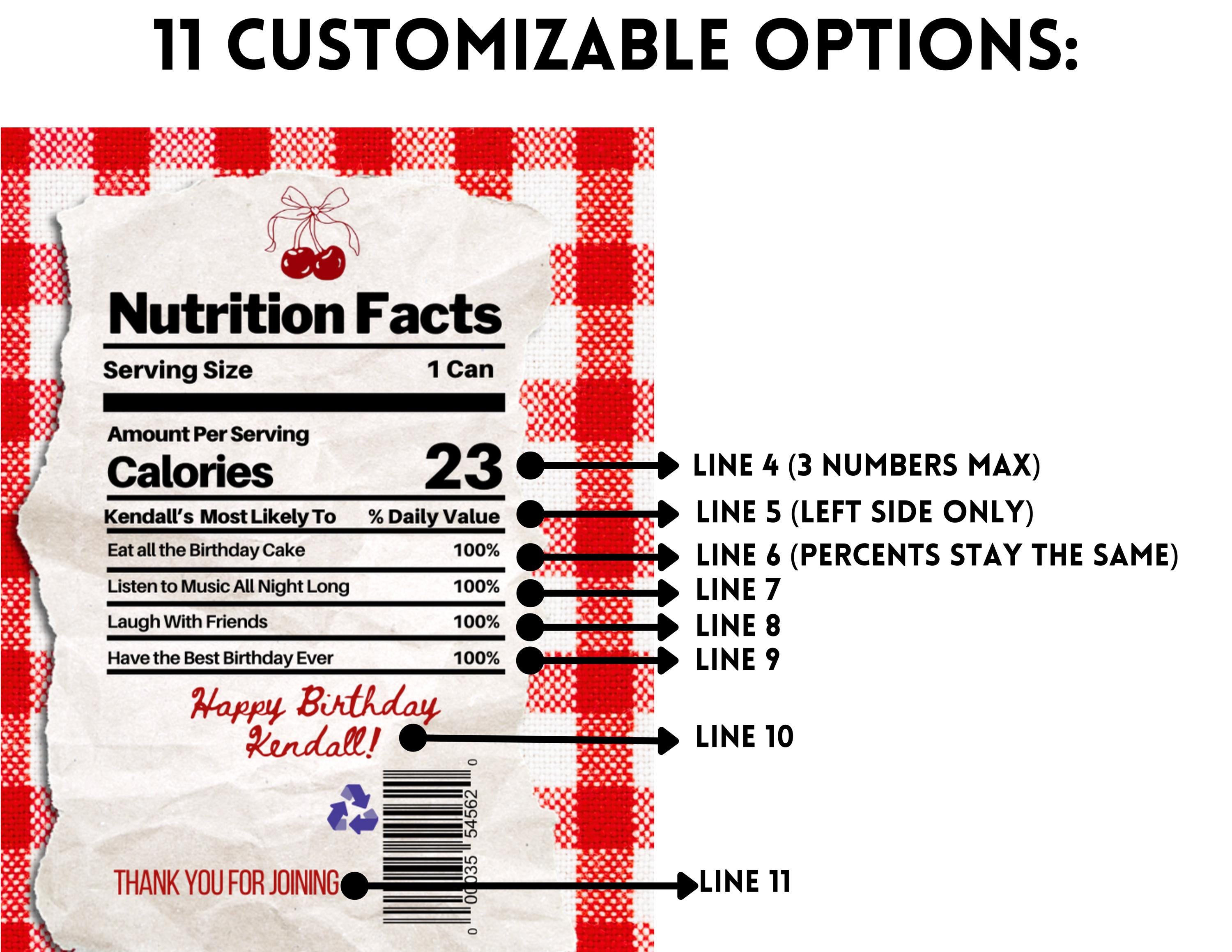 Custom Mini Soda 7.5OZ Can Label, Personalized Birthday Party Label ...