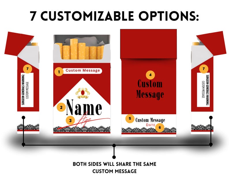 Custom Mini Cigarette Box- Tobacco Party Favors, Gag Gift, Small ...