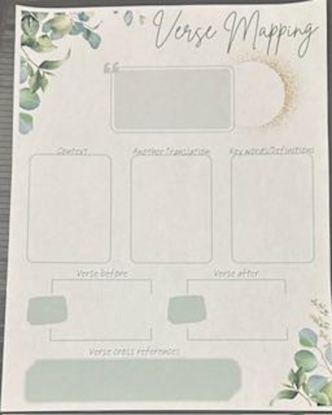 Verse Mapping Template - Etsy