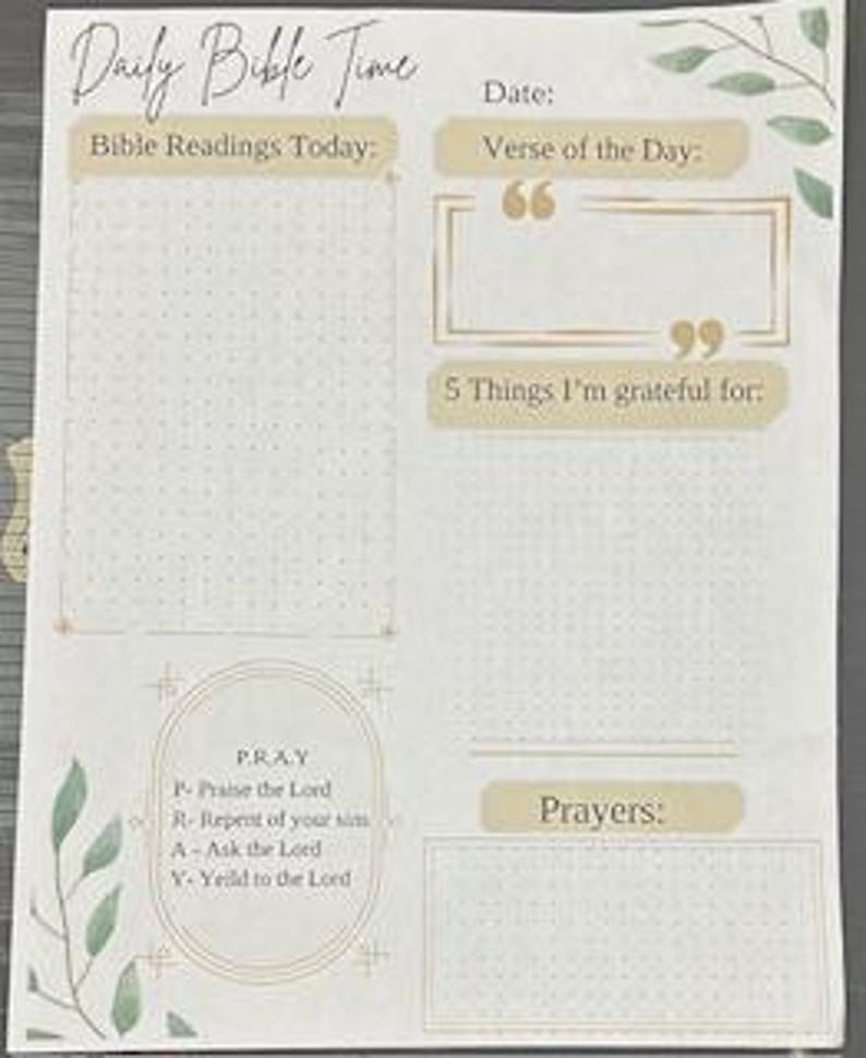 Daily Bible Reading Template - Etsy