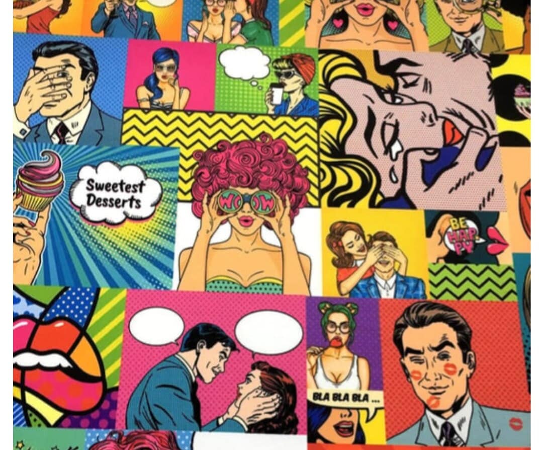 Comic Pop Art Upholstery Fabric by the Yard, Digital Printing ...
