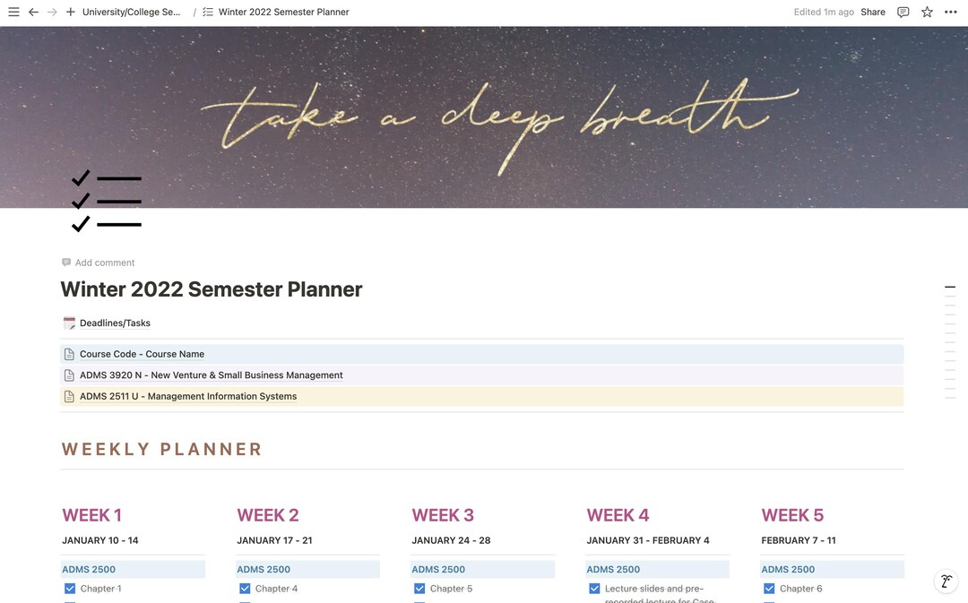 The Ultimate Notion University/college/high School Study Semester ...