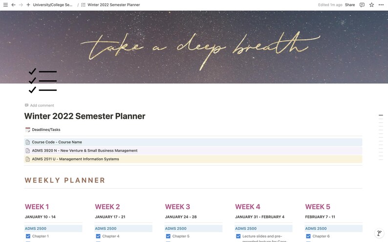 The Ultimate Notion University/college/high School Study Semester ...